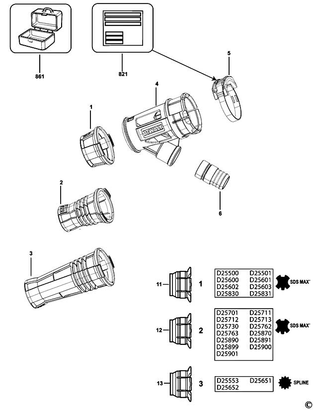 DeWalt DWH051 Type 1 Extractor Kit Spare Parts - Part Shop Direct