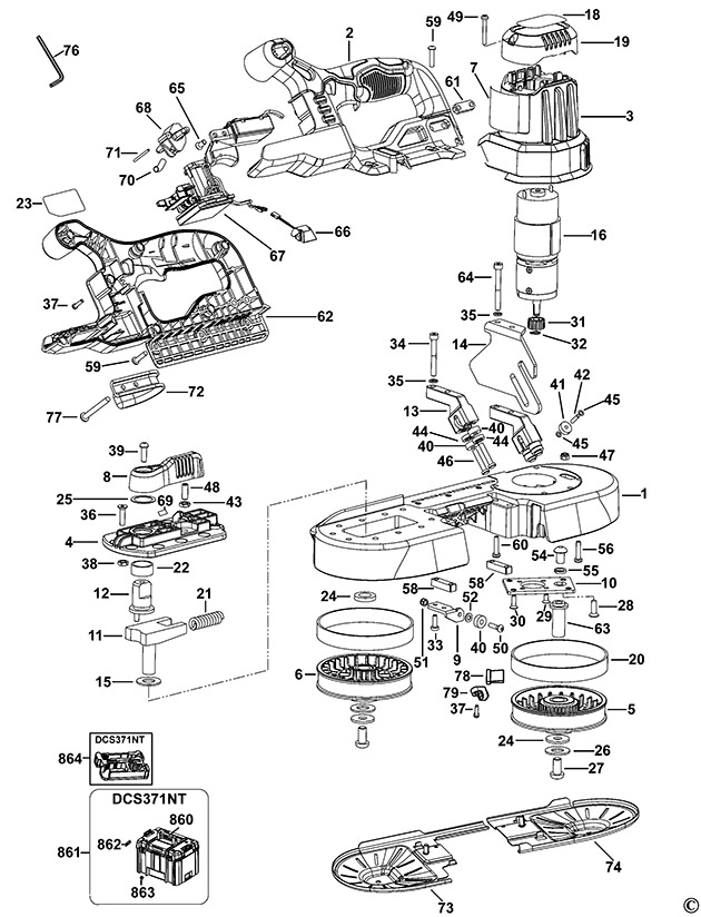 DeWalt DCS371 Type 1 Bandsaw Spare Parts - Part Shop Direct