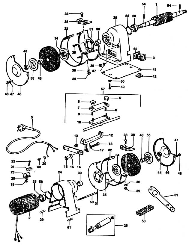Elu MWA57 Type 1 Bench Grinder Spare Parts - Part Shop Direct