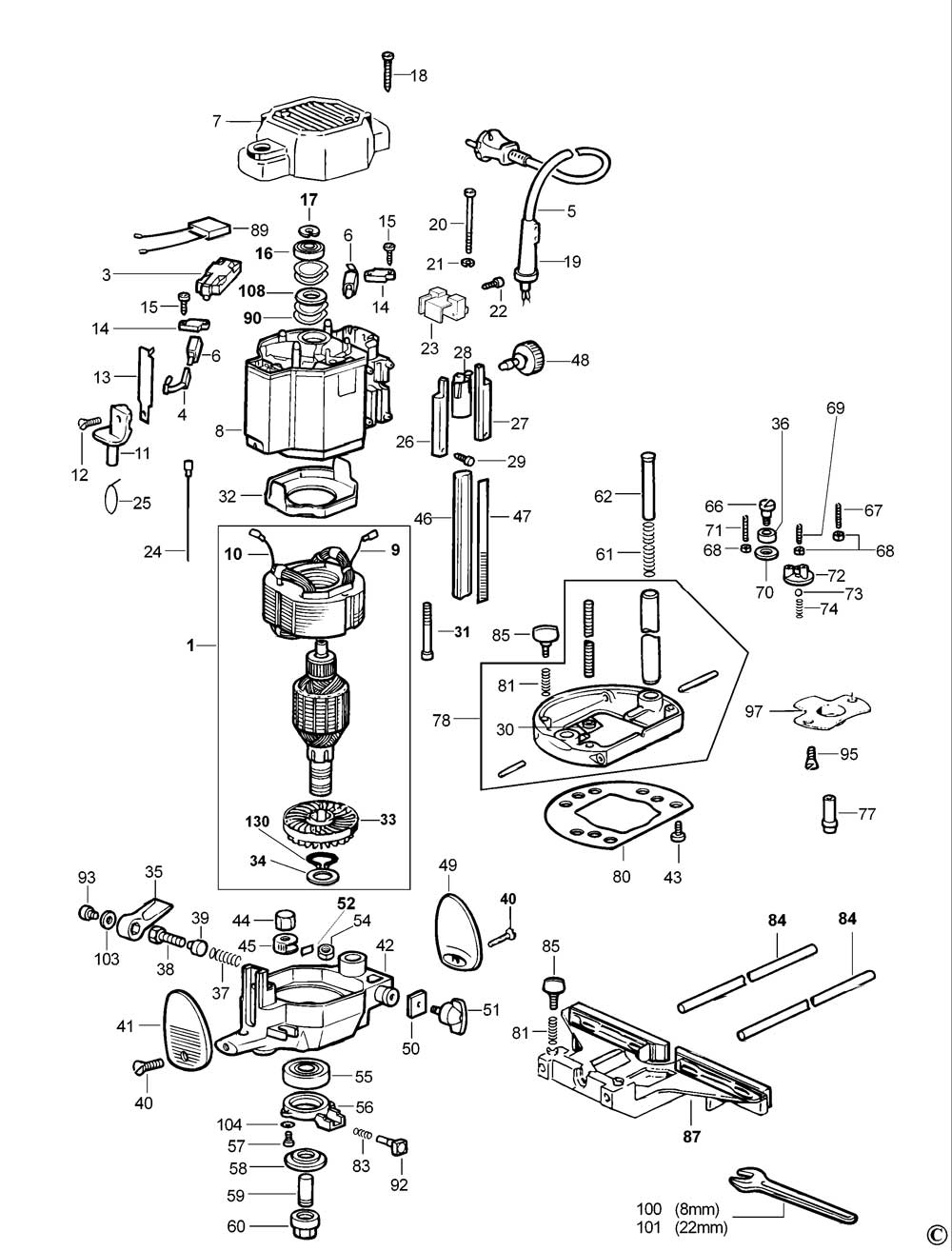 Elu MOF131 Type 3 Router Spare Parts - Part Shop Direct