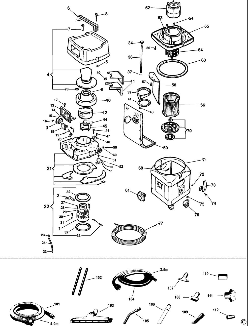 Elu EVE938 Type 1 Vacuum Extractor Spare Parts - Part Shop Direct