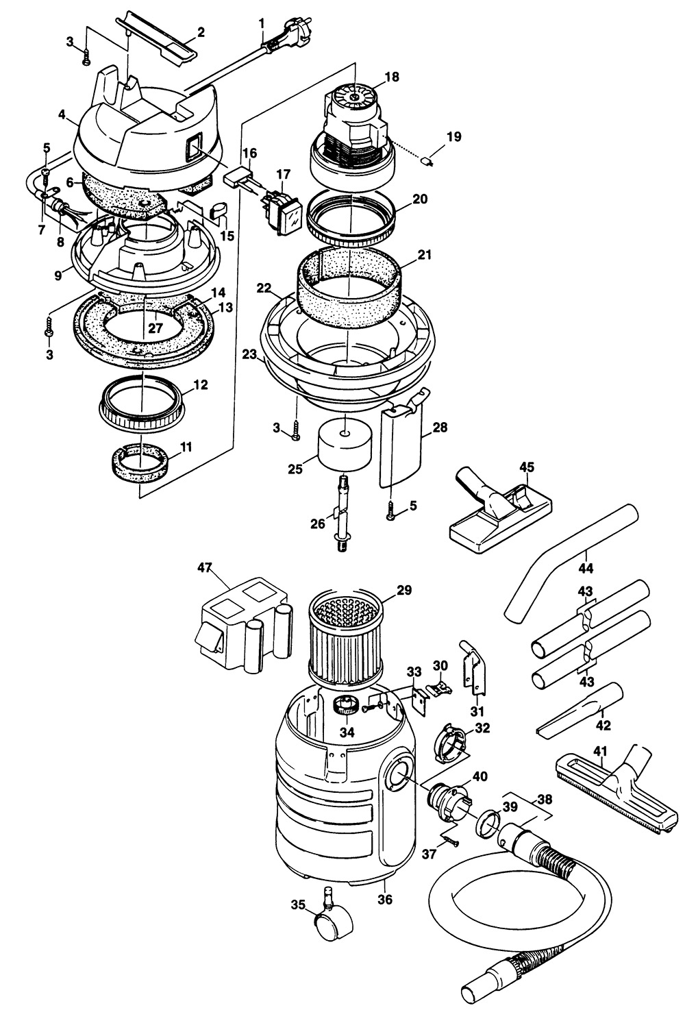Elu SAS30E Type 1 Vacuum Extractor Spare Parts - Part Shop Direct