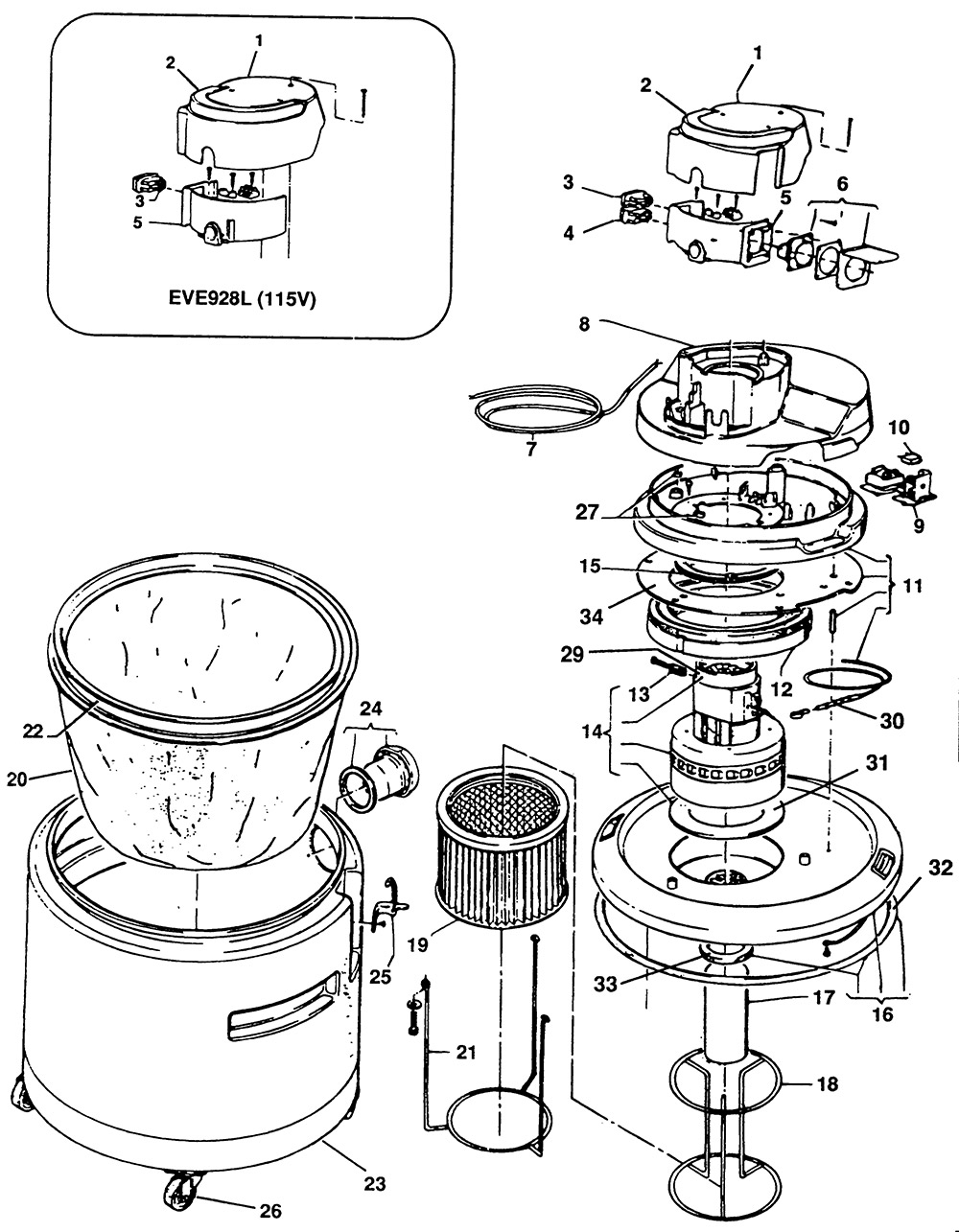 Elu MSA45 Type 1 Vacuum Extractor Spare Parts - Part Shop Direct